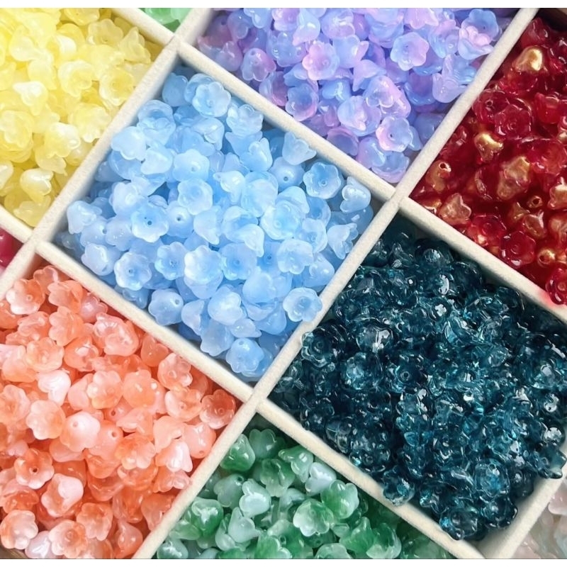 Jual [10 Pcs] MANIK MOTE BUNGA PEONY FLOWER GLASS BEADS / Manik Kaca ...