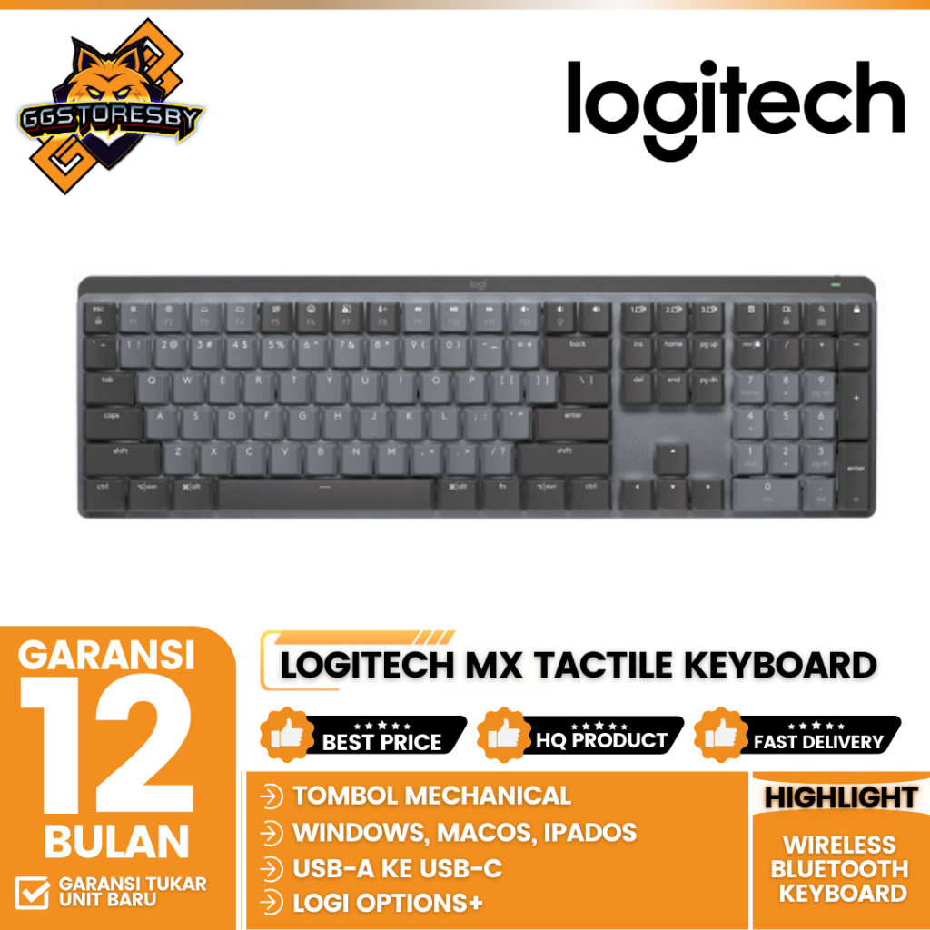 Jual Logitech Mx Mechanical Tactile Keyboard Wireless Bluetooth Backlit ...