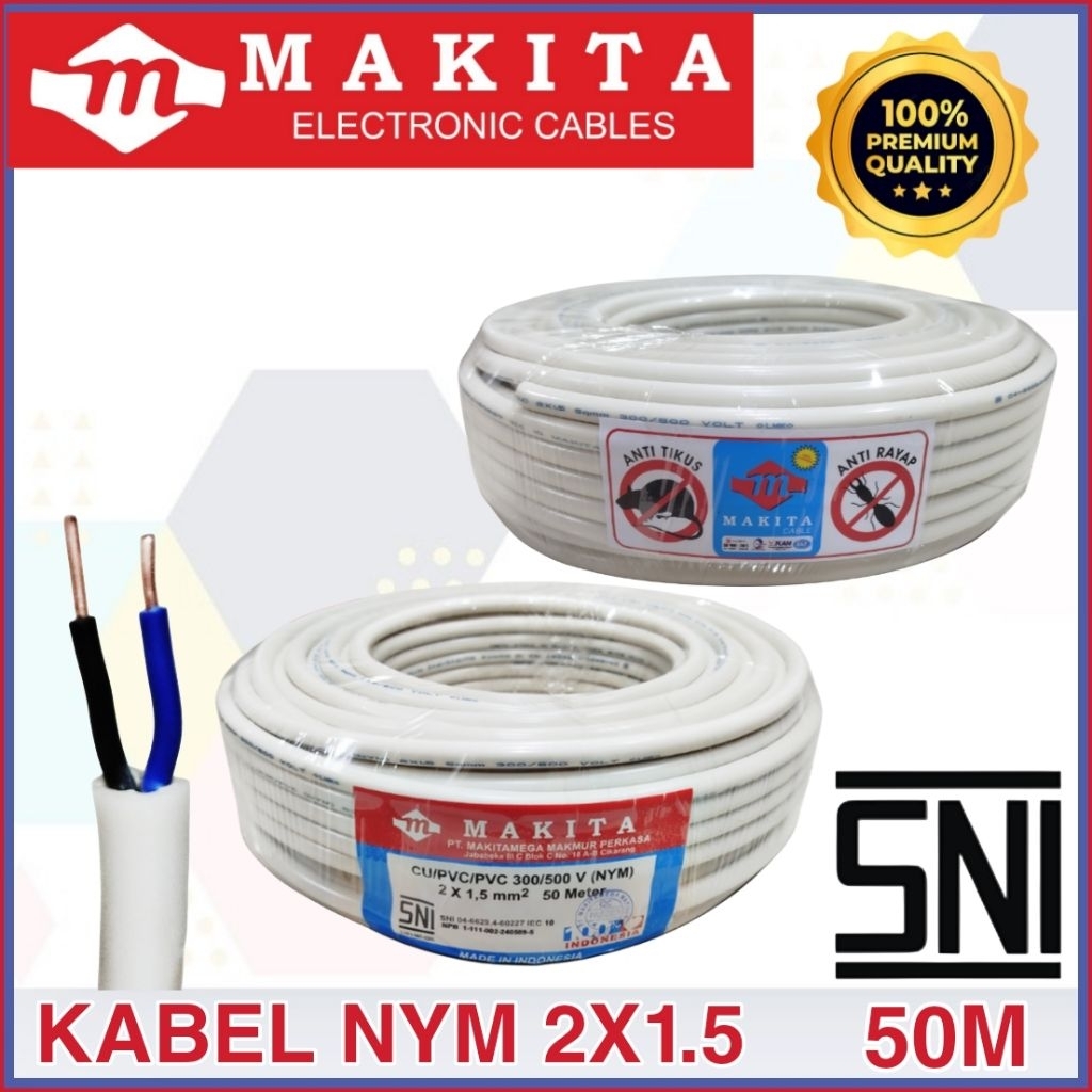 Jual Kabel Listrik NYM 2x1.5 Makita KAWAT TEMBAGA 50m | Shopee Indonesia