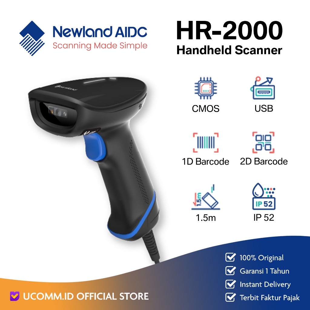 Jual NEWLAND Scanner Barcode NLS HR2000 Handheld 2D Scanner Barcode Newland Nls Hr 2000 Original ...