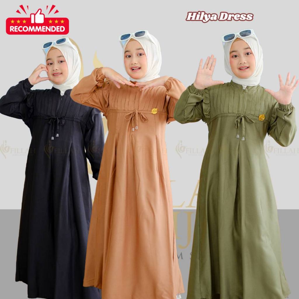 Jual Hilya Long Dress Gamis Anak Perempuan Modern Bahan Rayon Twill ...