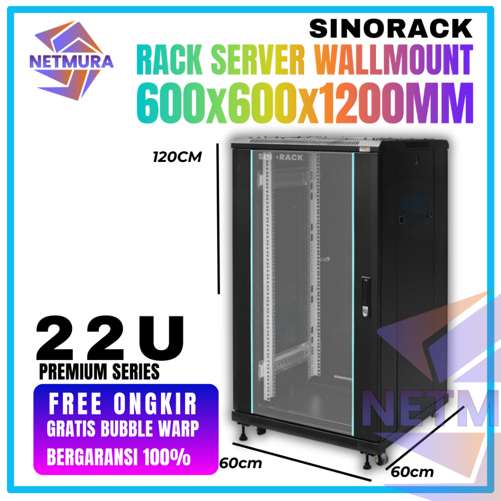 Jual Wallmount Rack 22U/ Rack Server Ukuran 22U SINGLE DOOR SINORACK ...
