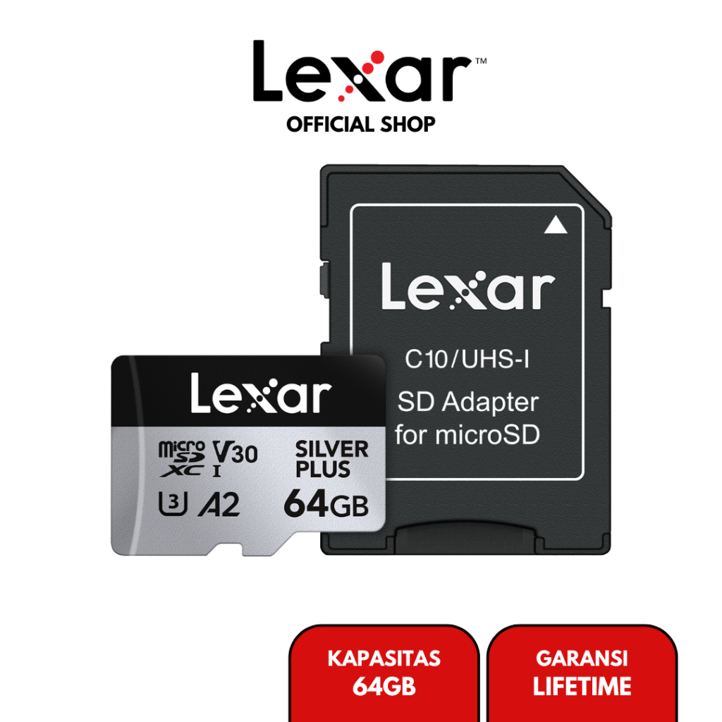 Jual Lexar Microsd Professional Silver Plus UHS-1 Up to 205MB/s - 64GB ...