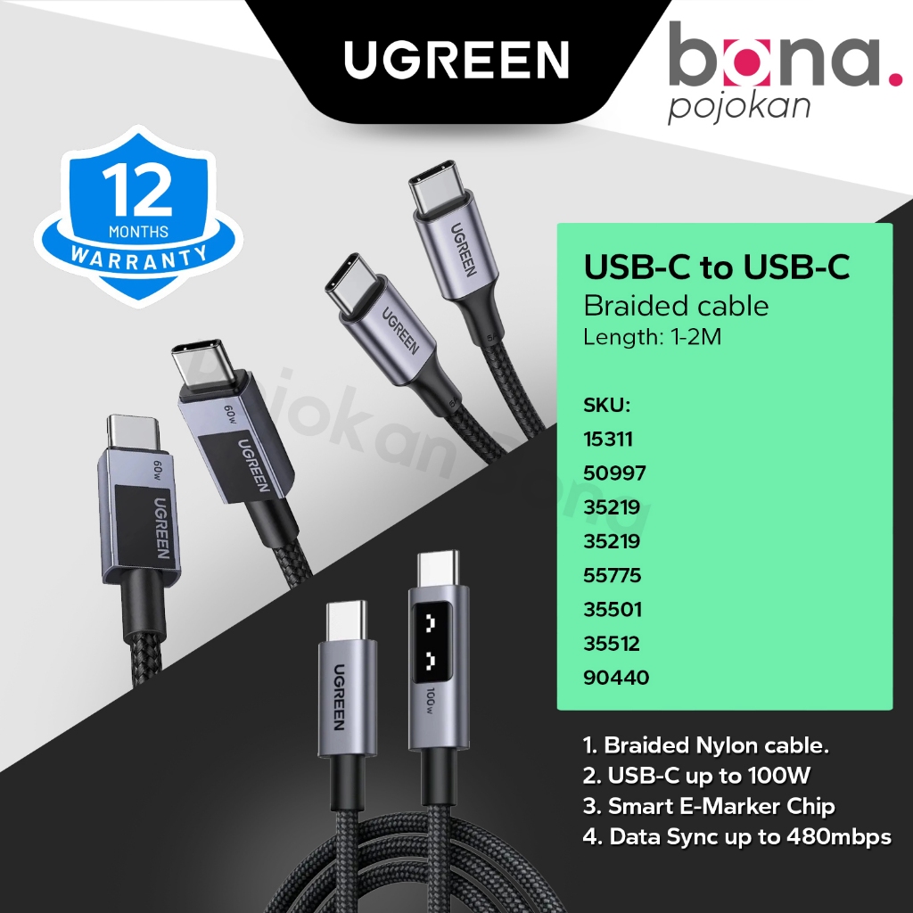 Jual Ugreen Kabel Charger Android Type C to C 60W 100W 240W Fast ...