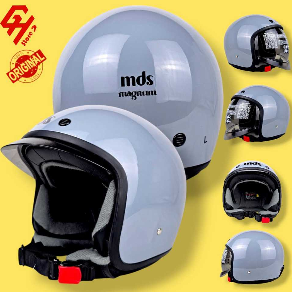 Jual HELM MDS MAGNUM Original RETRO Half Face Kaca di Dalam SNI - Solid ...