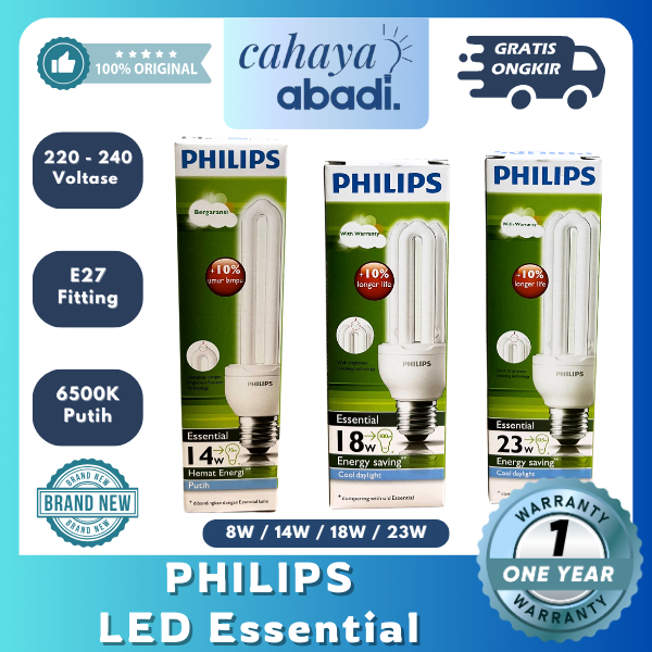 Jual Lampu PHILIPS LED Essential 8W 14W 18W 23W E27 Putih - Lampu Hemat Energi | Shopee Indonesia