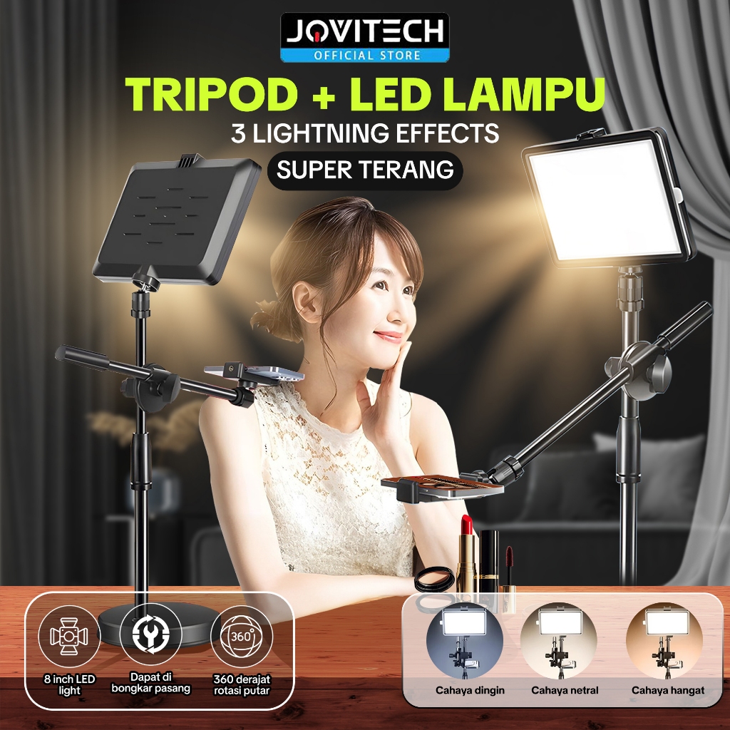 Jual Jovitech TR51 Overhead Phone Stand Tripod + Led Lampu Stand Holder ...
