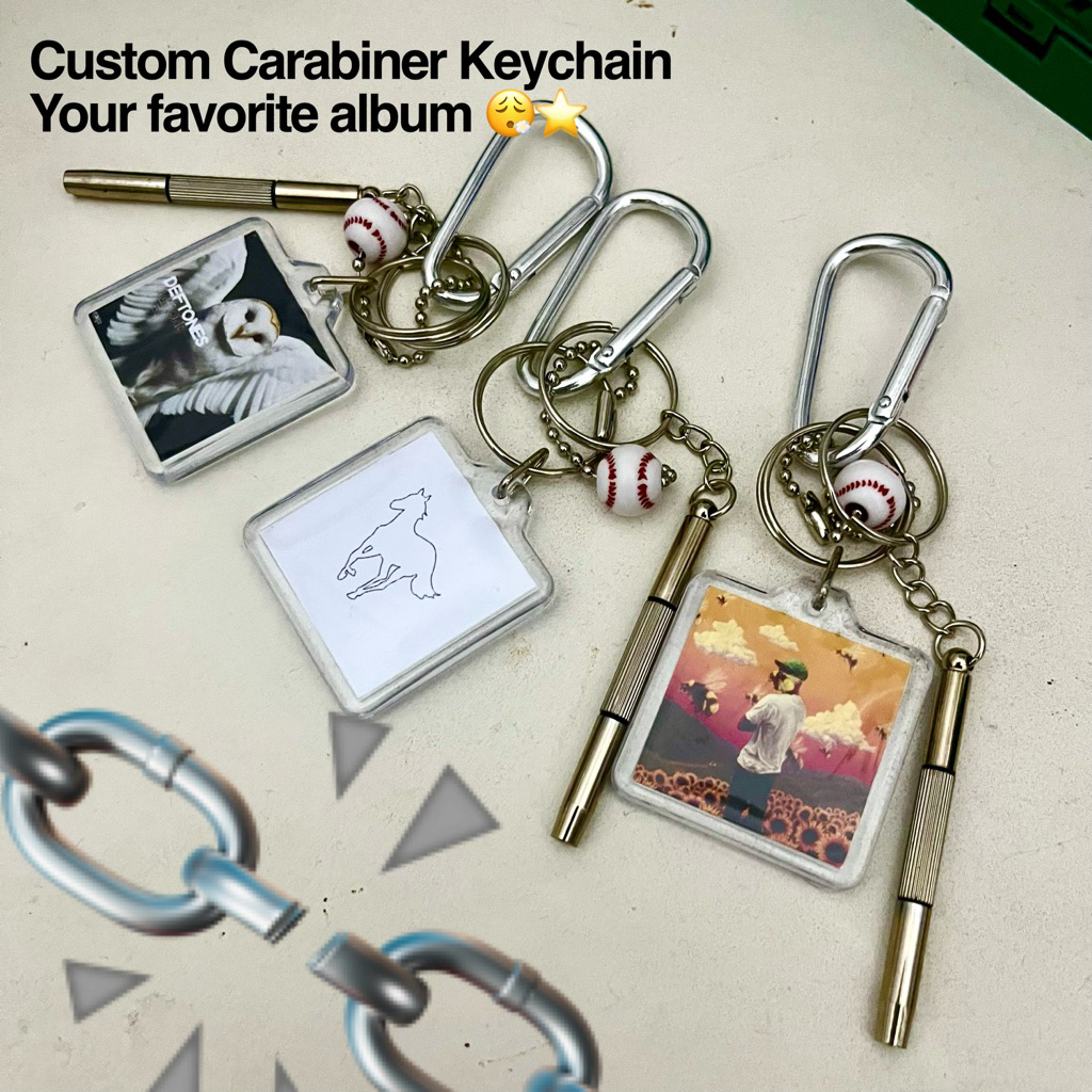 Jual Custom Carabiner Keychain Album Music | Music Cover Album ...