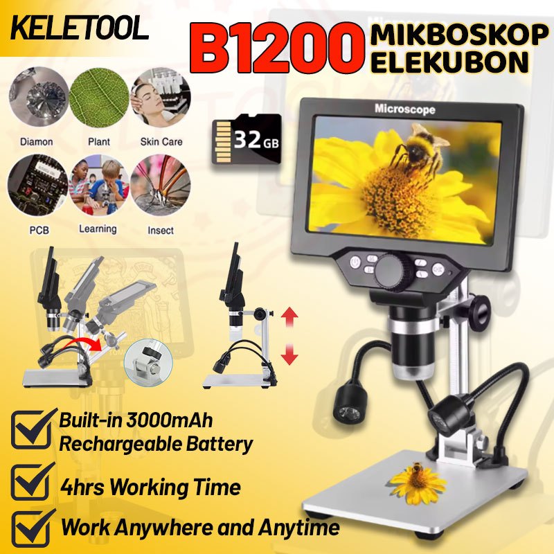 Jual mikroskop na science mikroskop digital 1200X kaca layar LCD besar ...