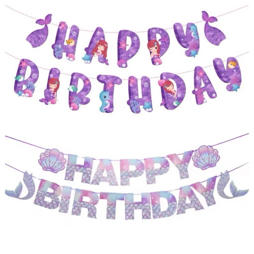 Jual BANNER HAPPY BIRTHDAY KARAKTER MERMAID | Shopee Indonesia