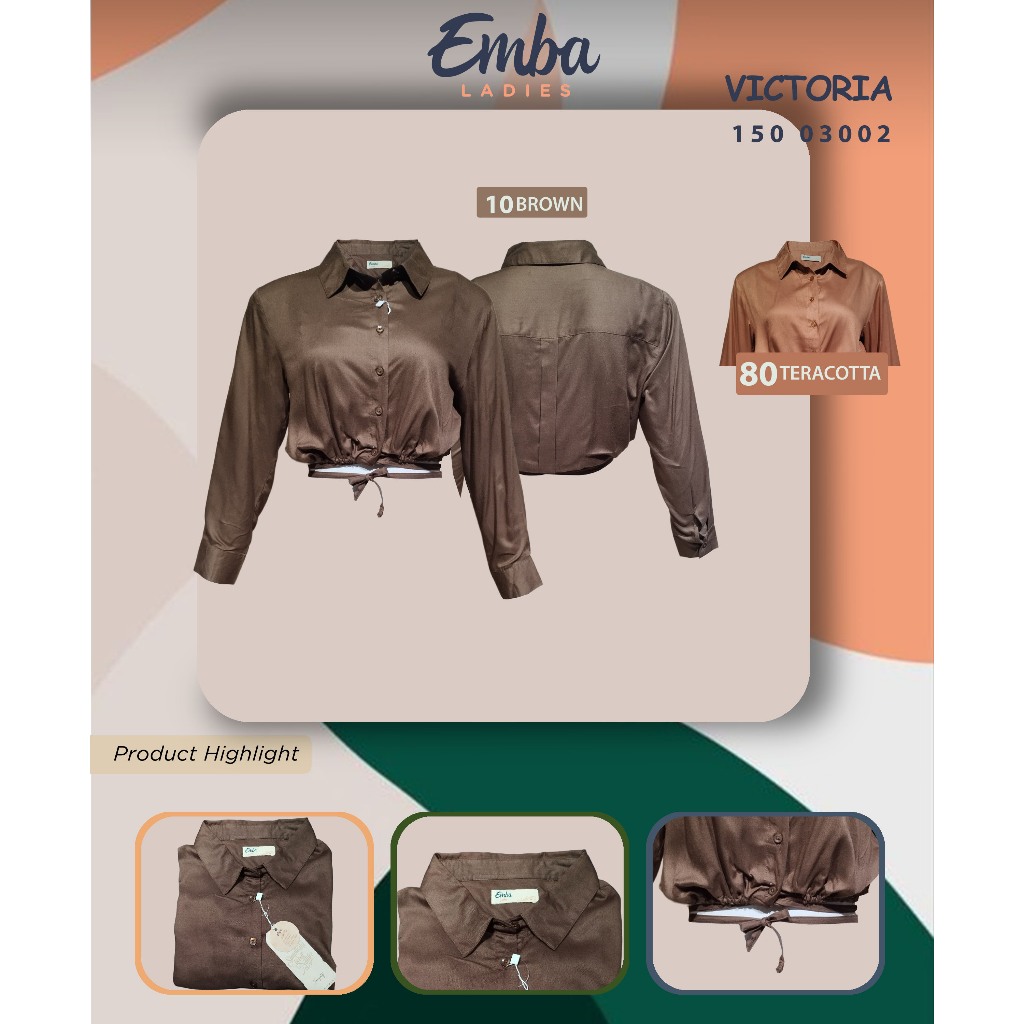Jual Emba Ladies - Victoria Kemeja Croptop Lengan Panjang Collection ...