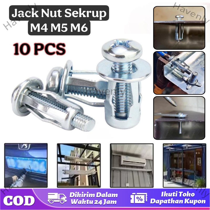 Jual 10PCS Jack Nut Rivet Plat Metal - Mur Baut Sekrup Fisher Ukuran M4 ...