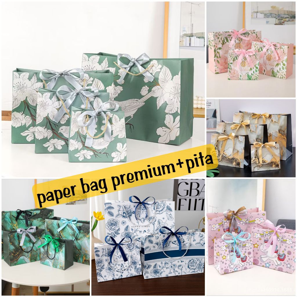 Jual PAPER BAG MEWAH MOTIF CANTIK PREMIUM BIRD GREEN / PINK PATTERN ...