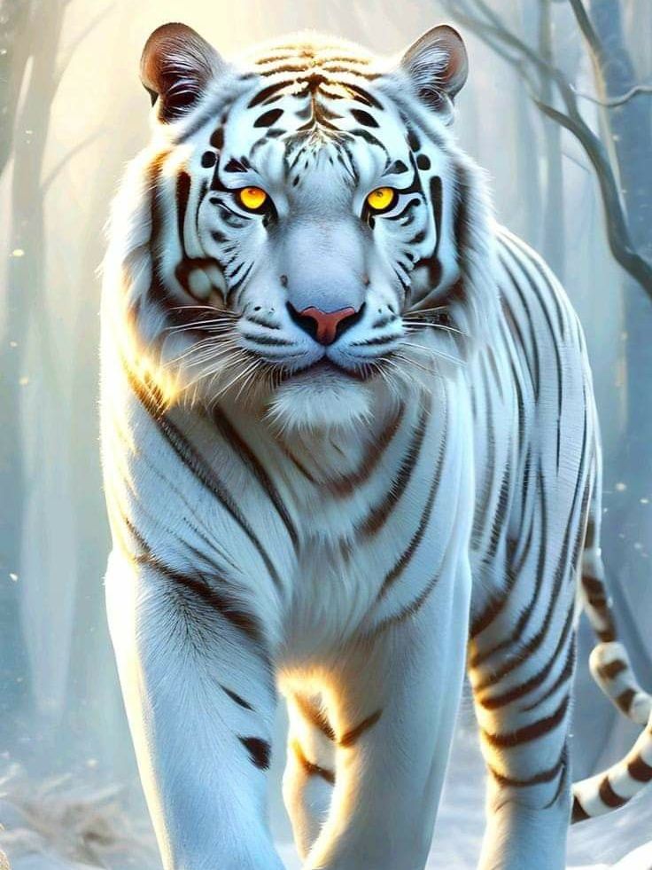Jual Tiger White Harimau Putih macan putih Lukisan cetak poster ...