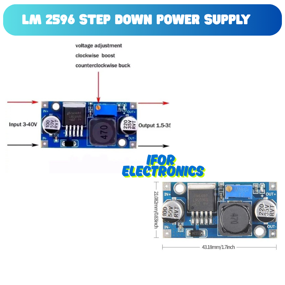 Jual LM2596 DC-DC 2596 3-40V ADJUSTABLE STEP DOWN POWER SUPPLY 3A / PENURUN Tegangan | Shopee ...