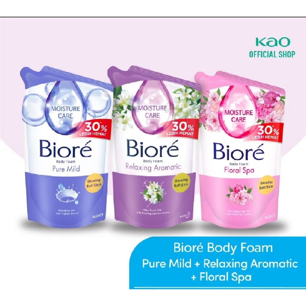 Jual Biore Body Foam Sabun Mandi Pure Mild Floral Spa Relaxing Aromatic Pouch 800 mL | Shopee ...