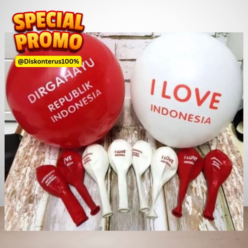 Jual [1 pcs] BALON Tulisan Dirgahayu Latex MERAH PUTIH - BALON ...