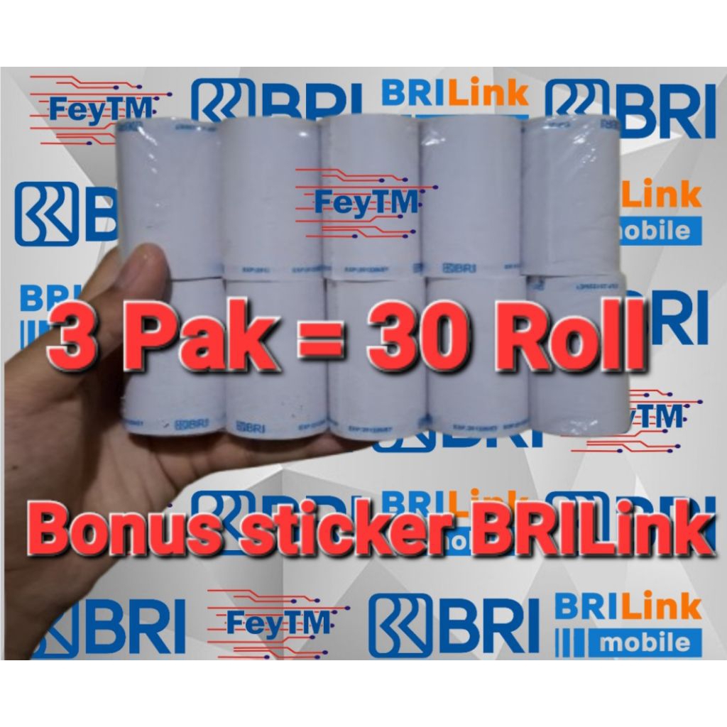 Jual kertas thermal logo BRI 30roll bonus sticker.bisa untuk 100struk ...