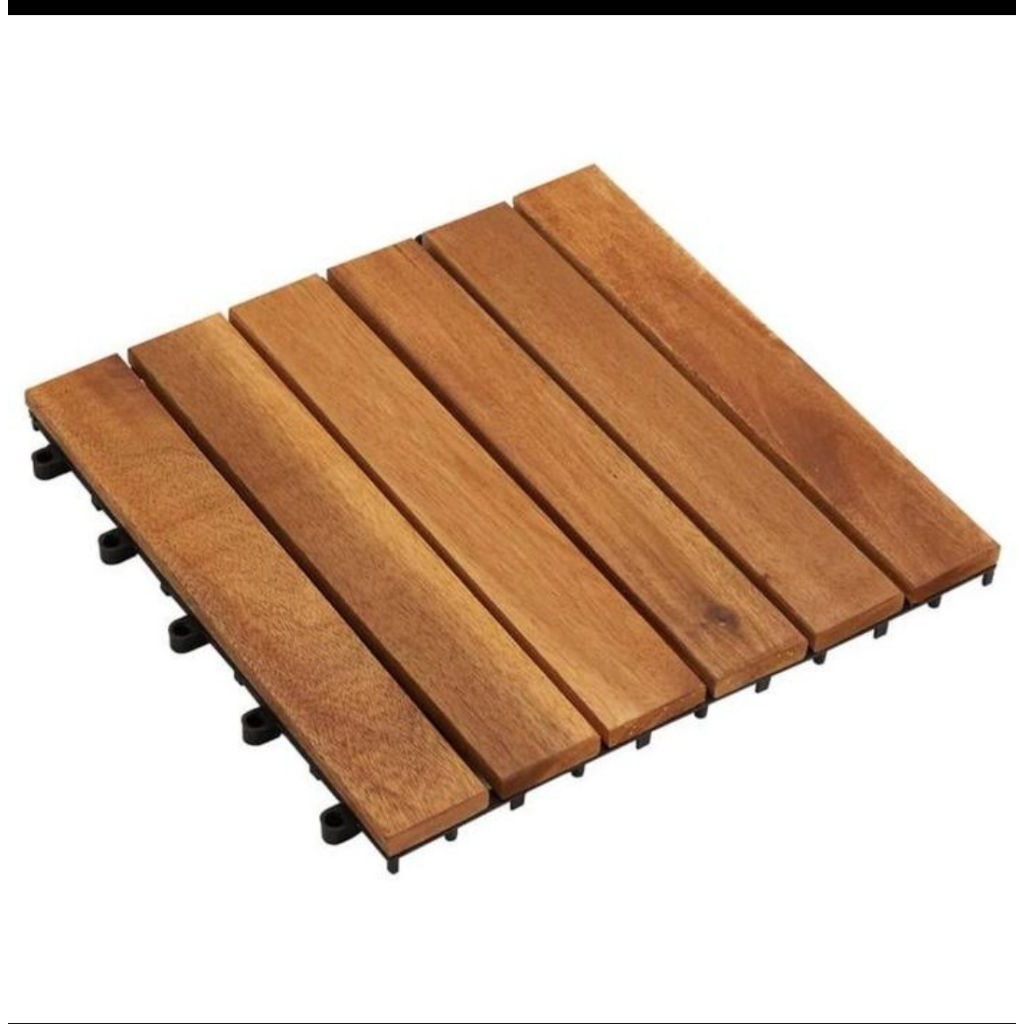 Jual lantai kayu ubin kayu decking tile motif salur 6 jati | Shopee ...