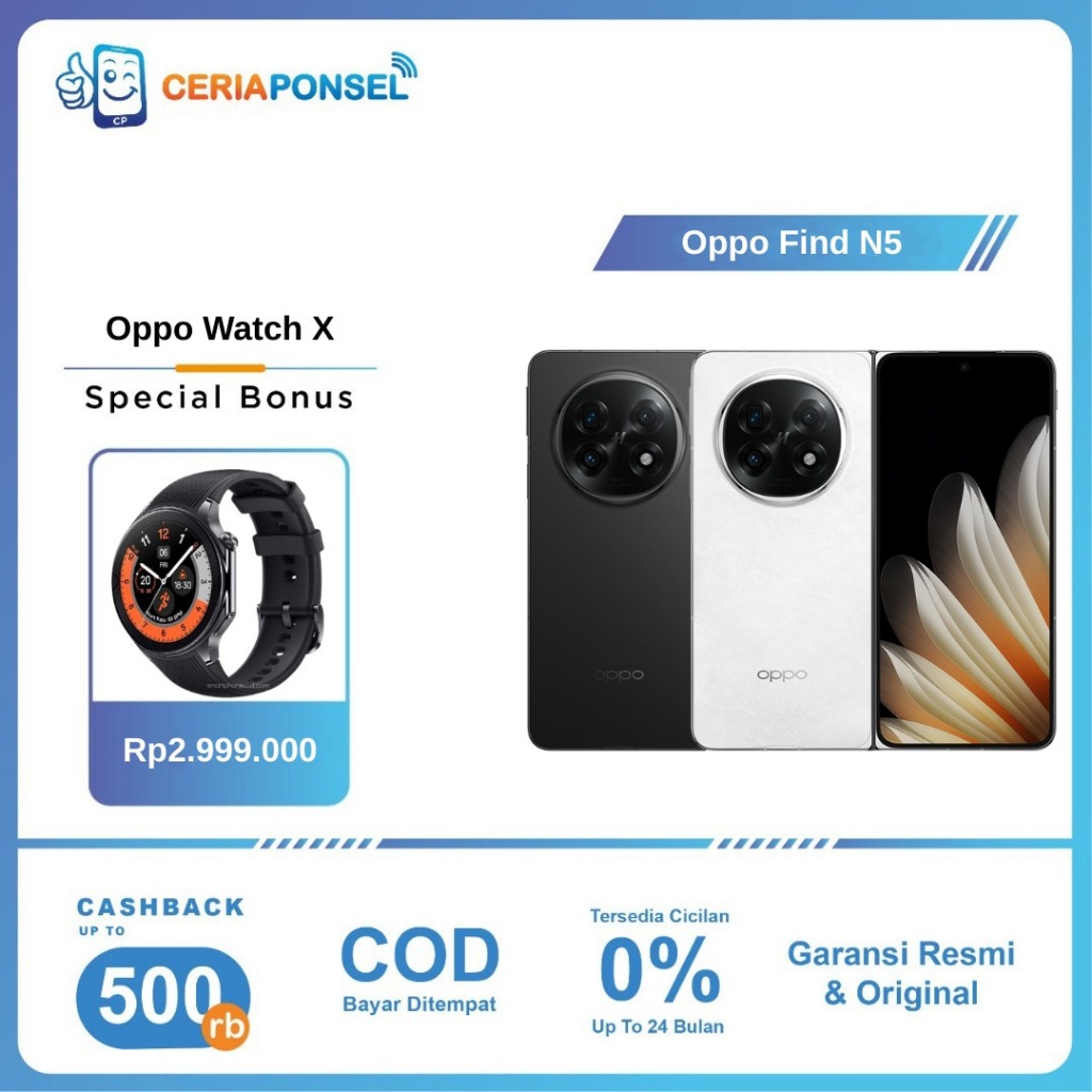 Jual Oppo Find N5 Fold 5G 16/512GB Snapdragon 8 Elite (3 nm), Android 15, 5600mAH 80W | Garansi ...