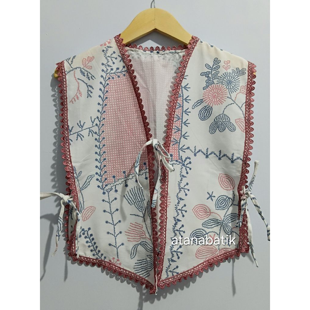 Jual Vest outer batik renda tali tiga | Shopee Indonesia