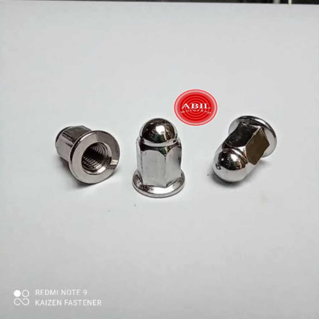 Jual mur baut model topi /mur baut stanlis ukuran 10 11 12 14 | Shopee ...