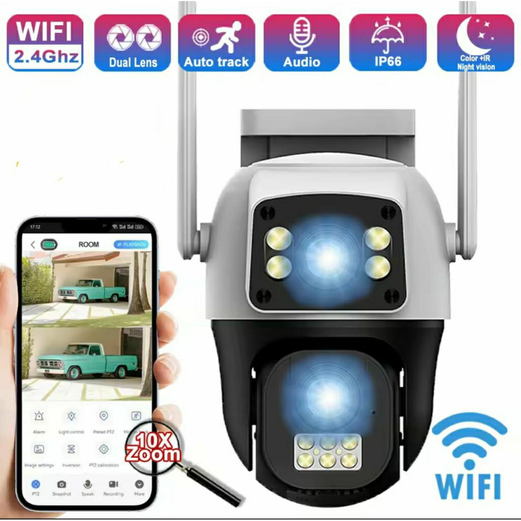 Jual CCTV WIFI IP CAMERA GANDA LENSA DENGAN LAYAR GANDA 20MP APP V380 ...