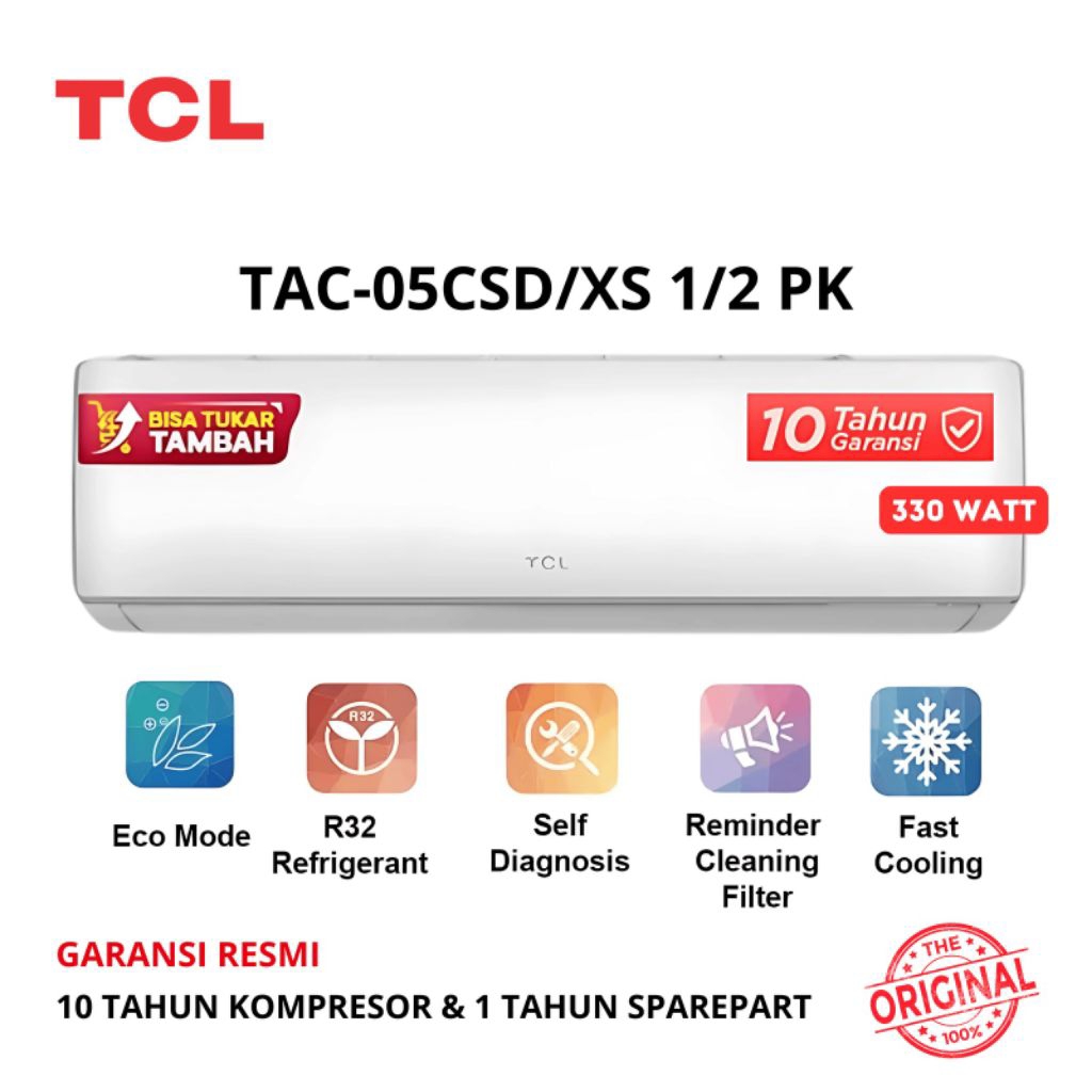 Jual AC SPLIT STANDARD TCL TAC-05CSD/XS 1/2 PK [GARANSI RESMI] | Shopee Indonesia