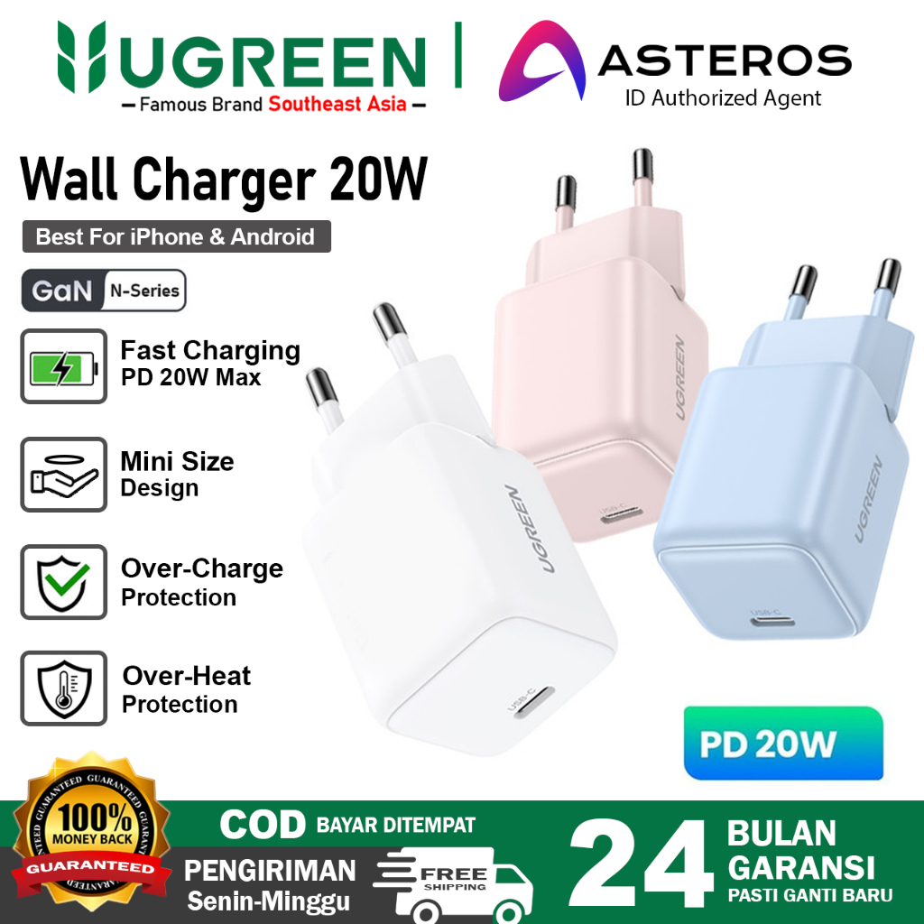 Jual UGREEN Kepala Adaptor Charger GaN N 20W 30W PD Fast Charging ...