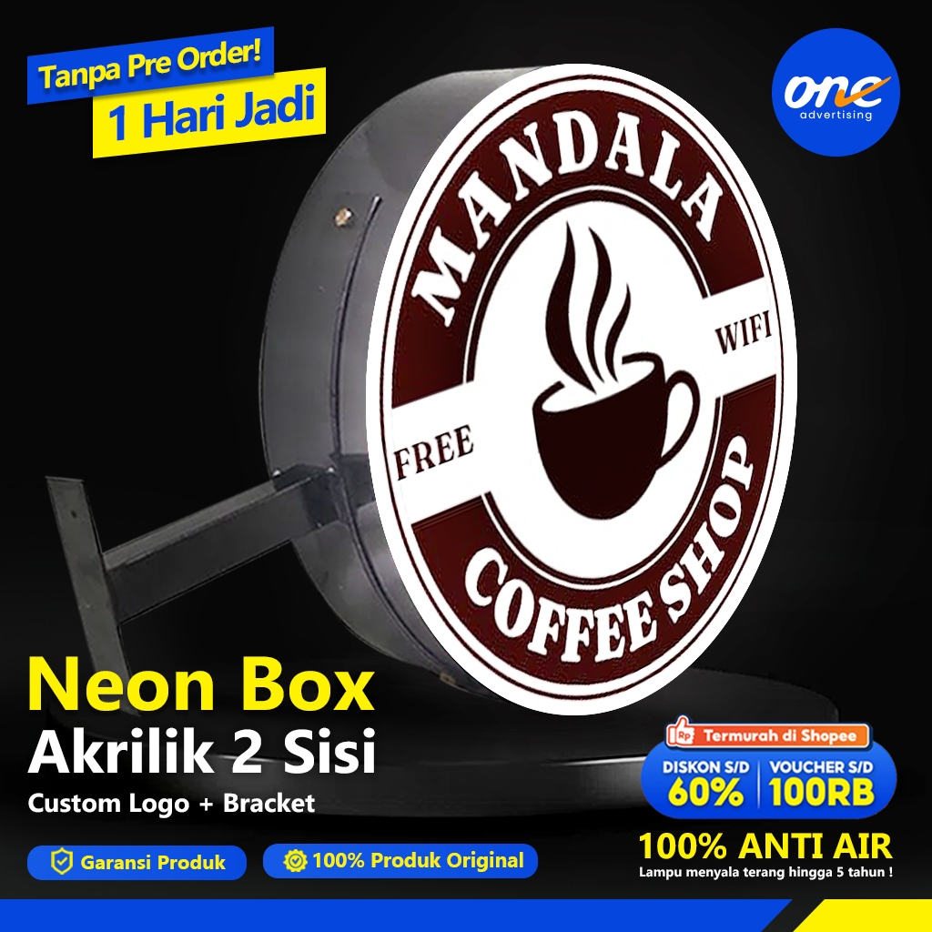 Jual Neon Box Logo Cofee Shop Bahan Akrilik 2sisi Outdoor Siap Pasang ...