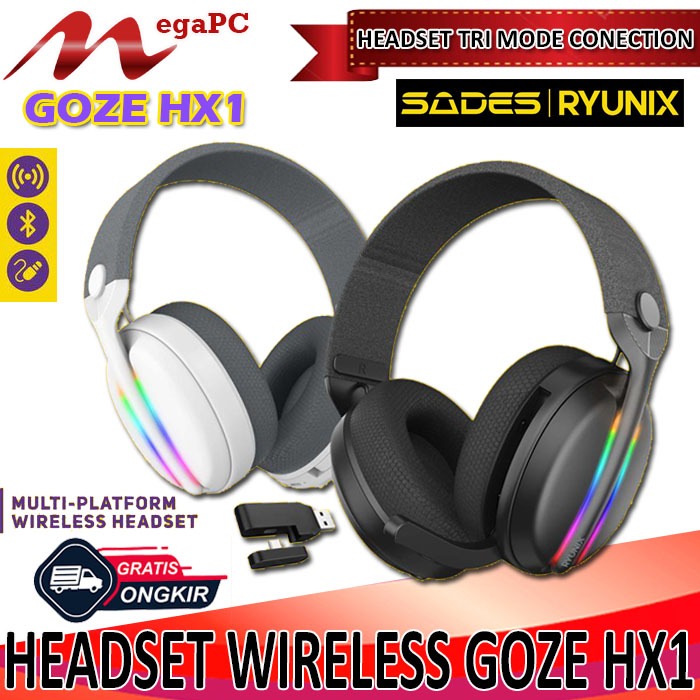 Jual Headset Gaming Wireless Bluetooth Sades Ryunix Goze HX1 | Shopee ...