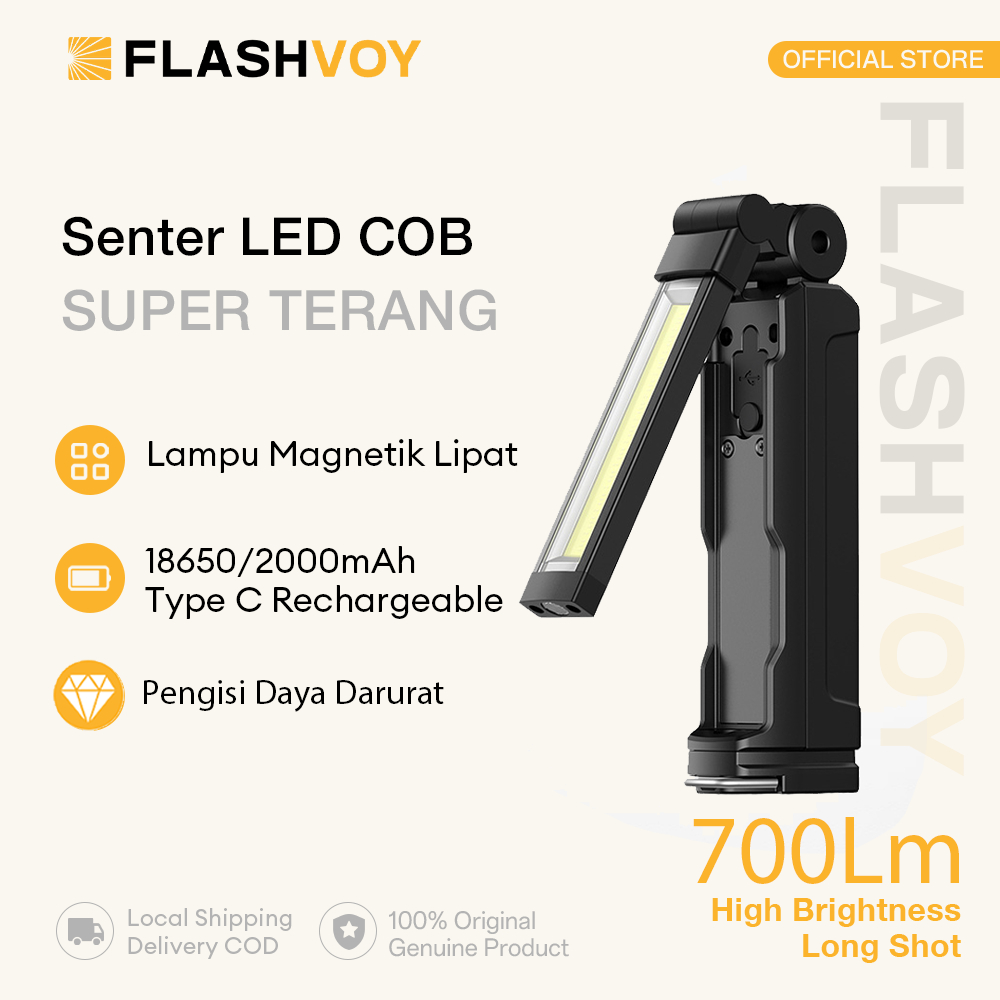 Jual Flashvoy L19 Senter LED COB Lampu Kerja LED Penerangan Dua Kepala ...