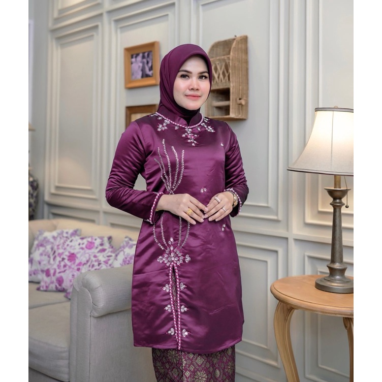 Jual KODE E43A SKS Realpict Kebaya Baju Kurung Payet 2 kebaya belah samping Kebaya Baju Kurung ...