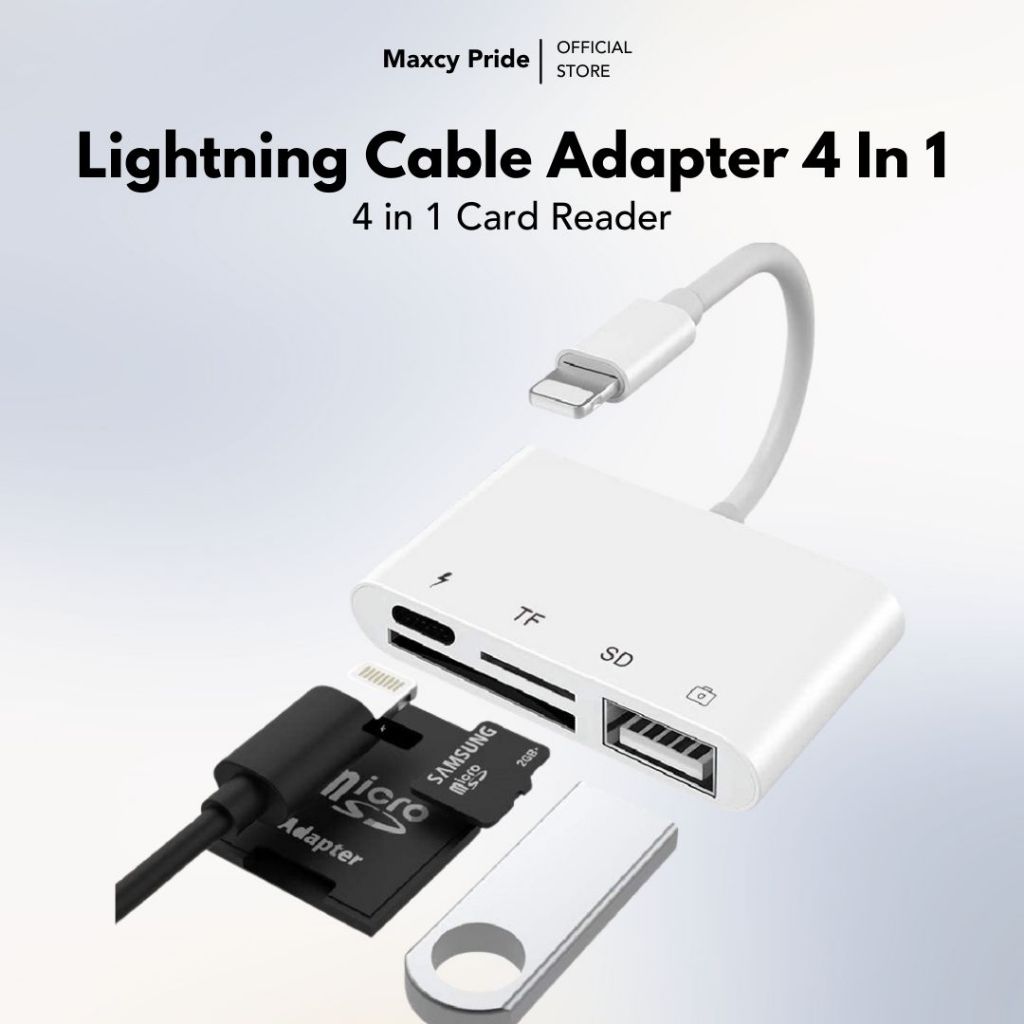 Jual Lightning Cable Adapter 4 In 1 Camera Card Reader SD TF Card ...