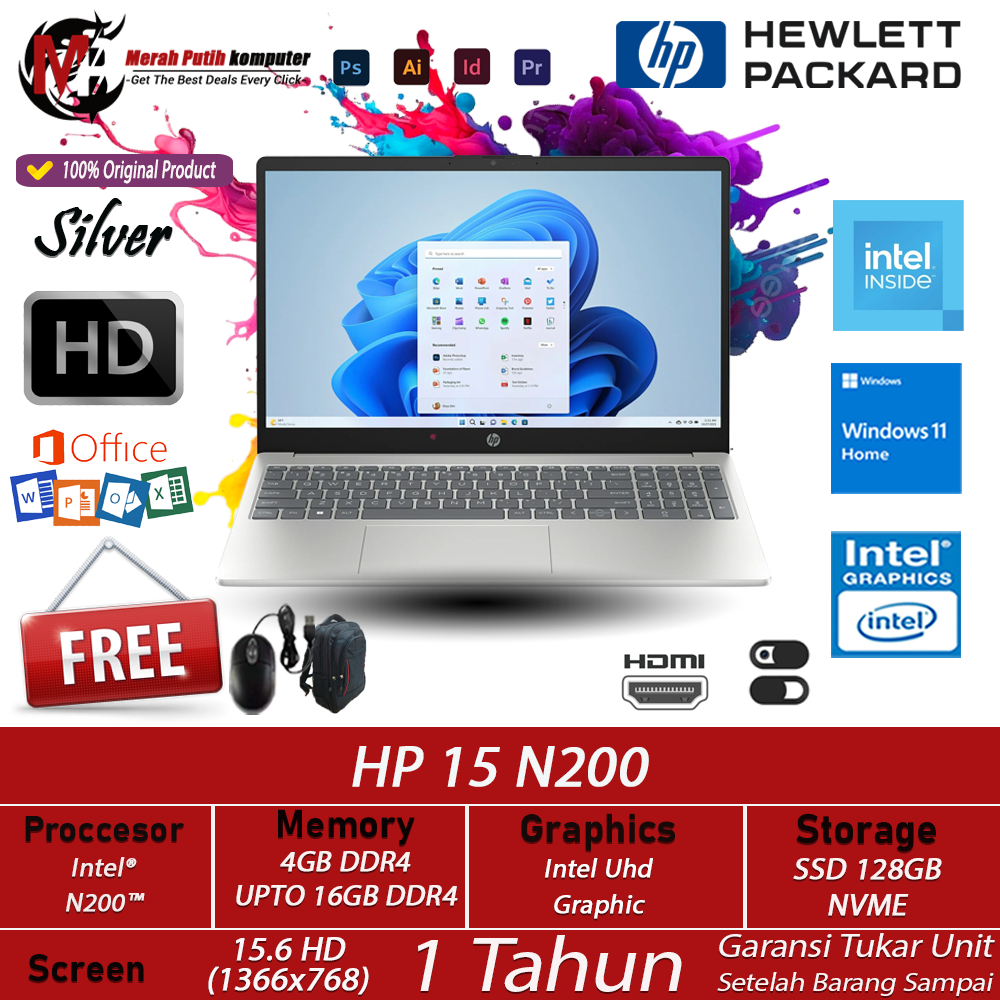 Jual Laptop Slim Hp 15 Intel N200 16GB 128GB 15Inch Uhd Graphic Windows ...