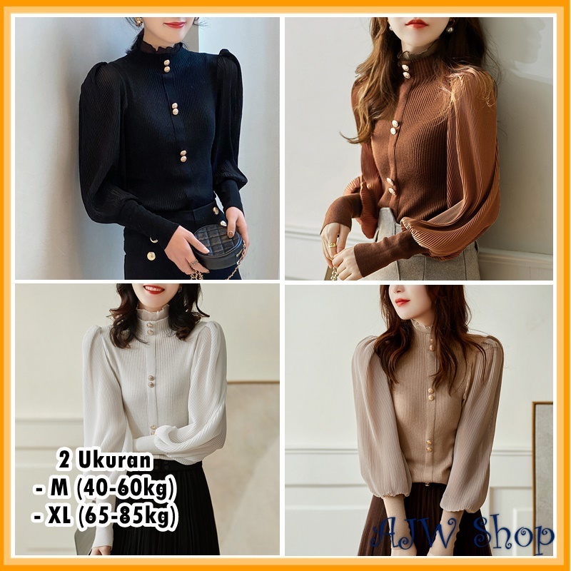 Jual AJW Turtleneck Korean Style Atasan Rajut Import Lengan Panjang Mewah dan Elegan XP | Atasan ...