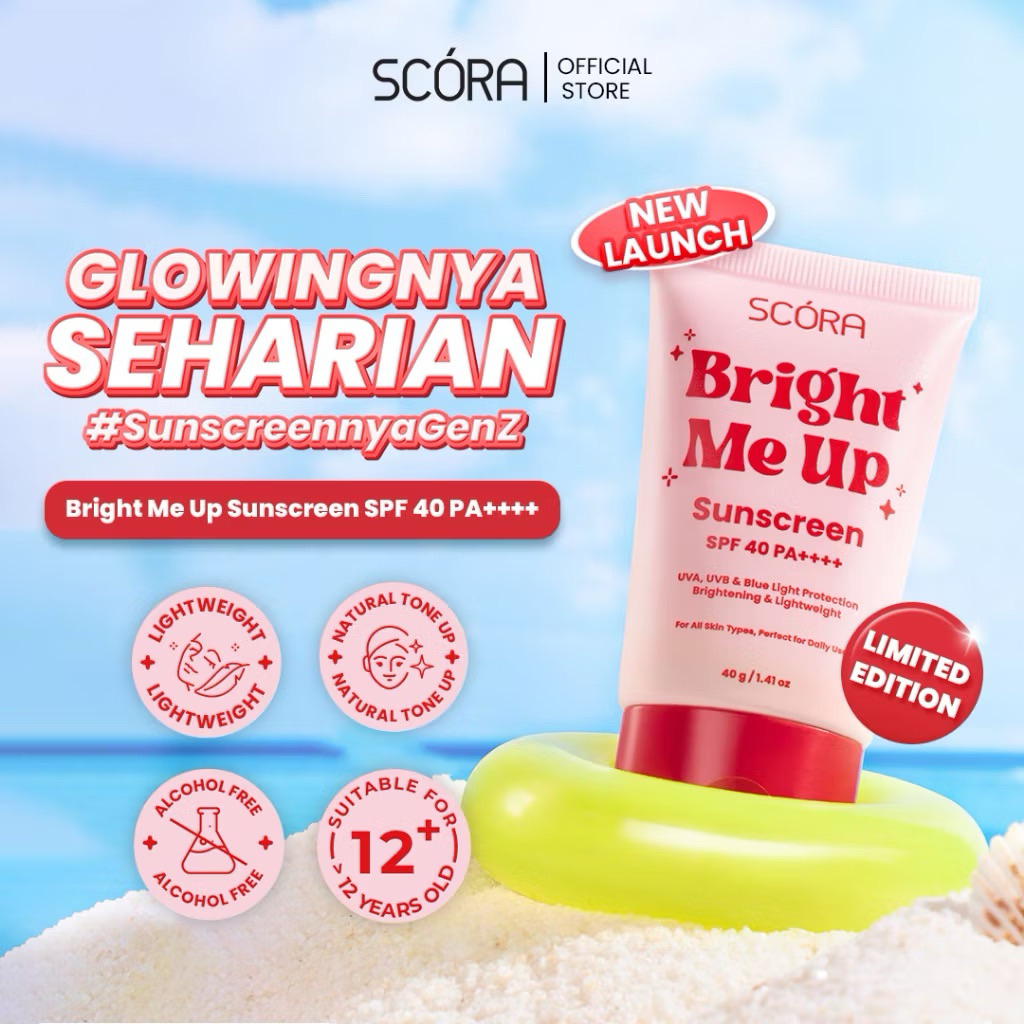 Jual SCORA Bright Me Up Sunscreen Spf 40 PA+++/ Glowing Sunscreen/Scora ...