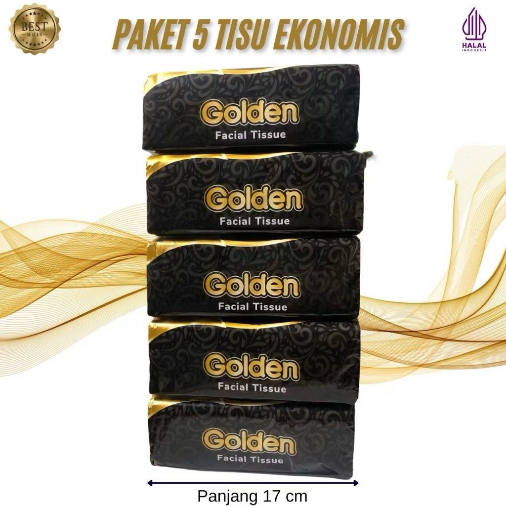 Jual [5 PACK] Tissue Golden Tisu Facial Tissu Murah 180 helai KEMASAN ...