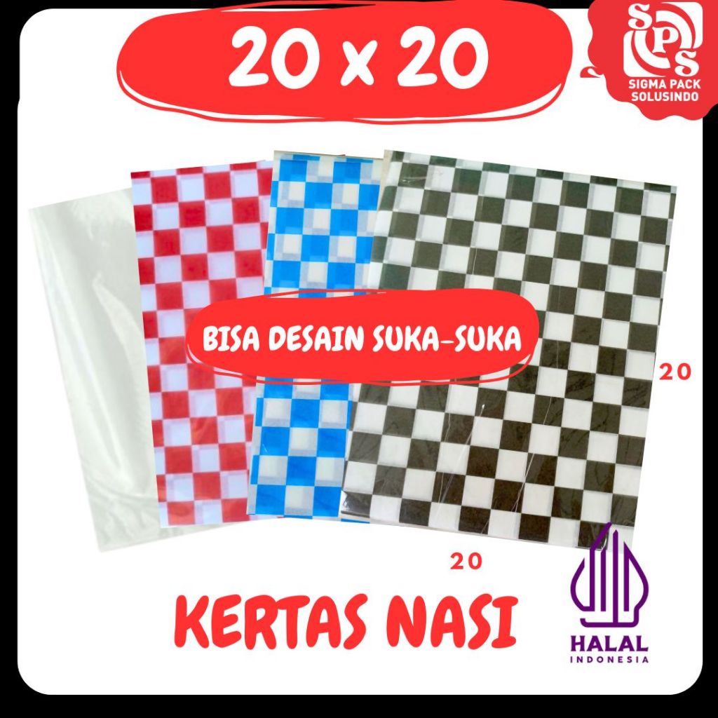 Jual Isi 500 Kertas Burger Kotak 20x20 Catur Kertas Nasi Papperwrap ...