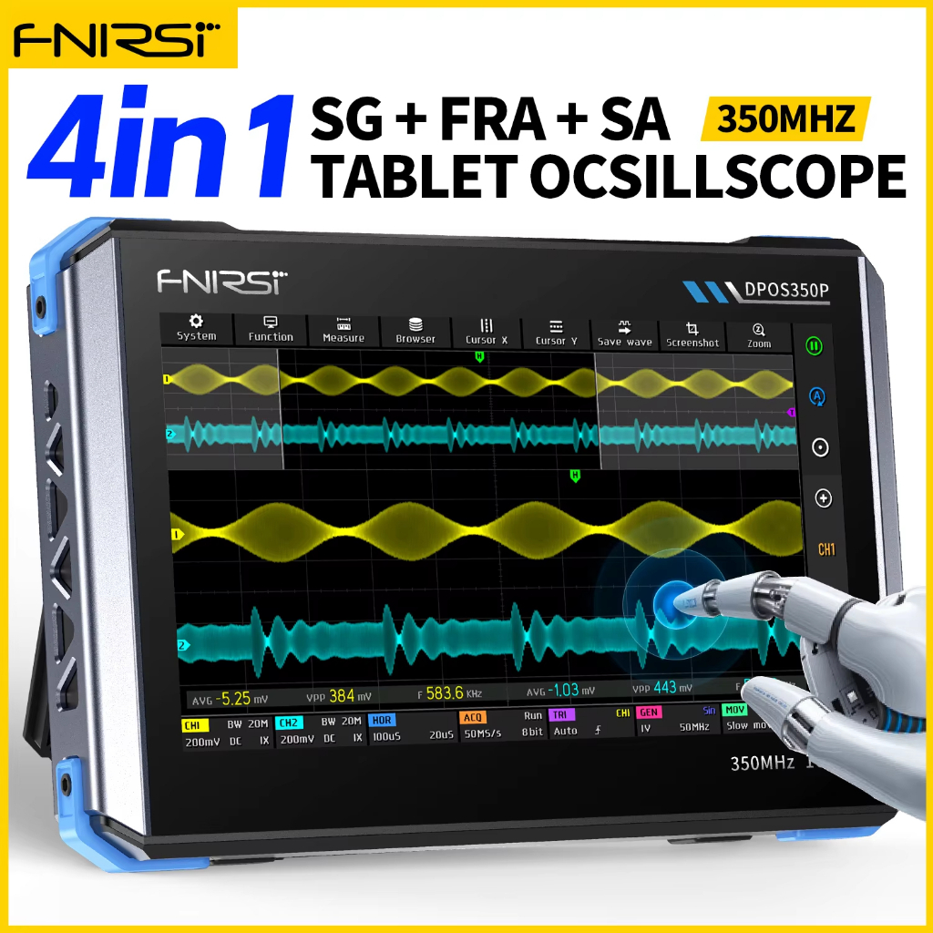 Jual FNIRSI DPOS350P 4in1 Tablet Oscilloscope 2 Channel 350MHz Signal Generator 50MHz Spectrum ...