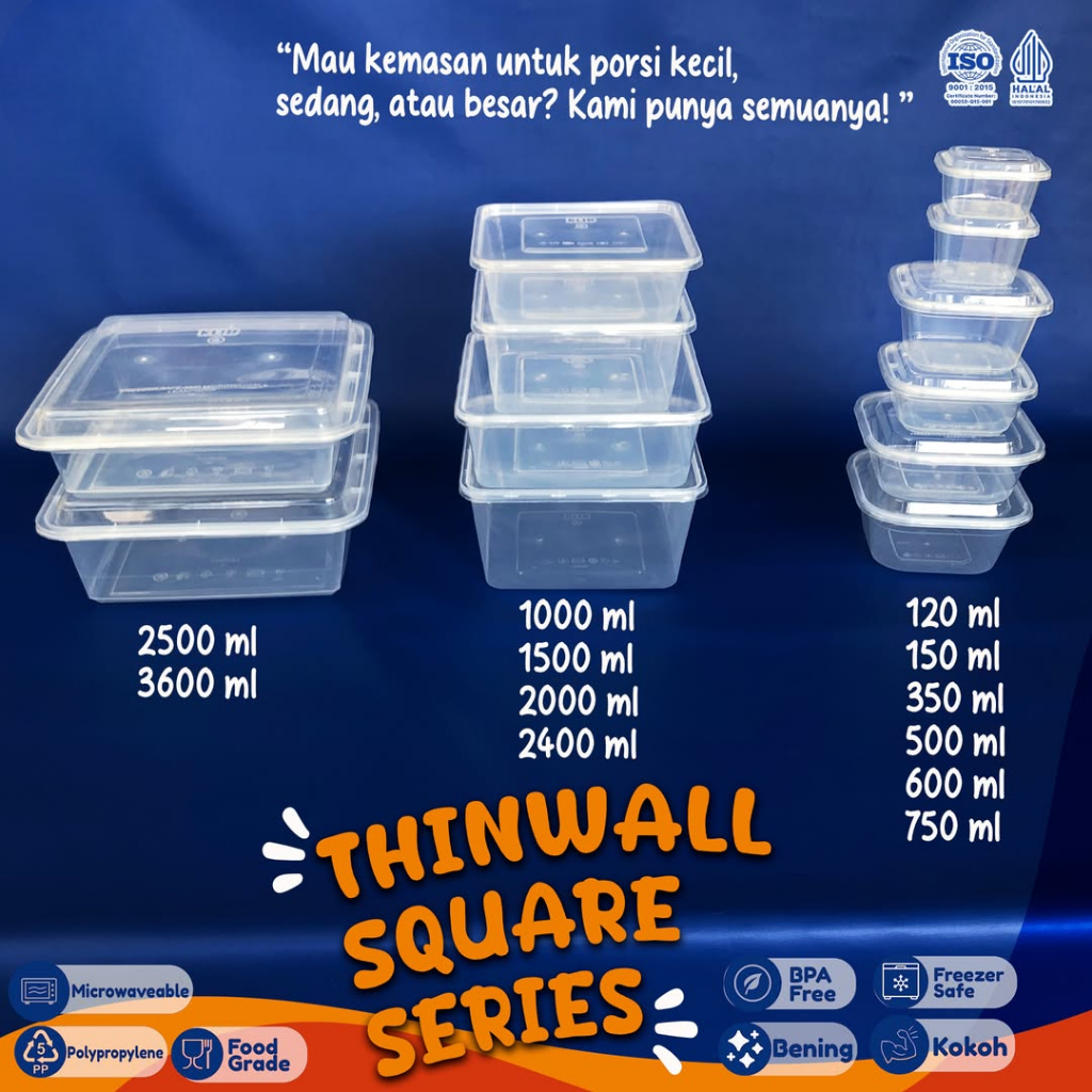 Jual (25pcs) Aneka Thinwall Square Banyak Ukuran | Thinwall Kotak Anti ...