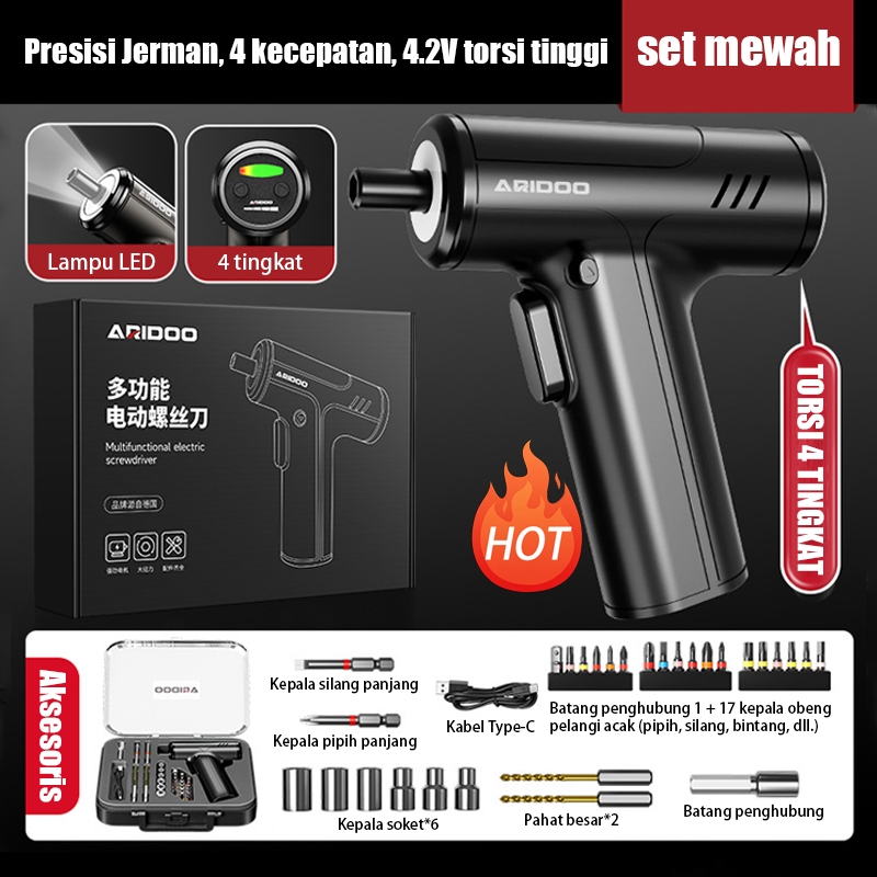 Jual ARIDOO Cordless Screwdriver Mesin Bor Cordless Mini Screwdriver ...
