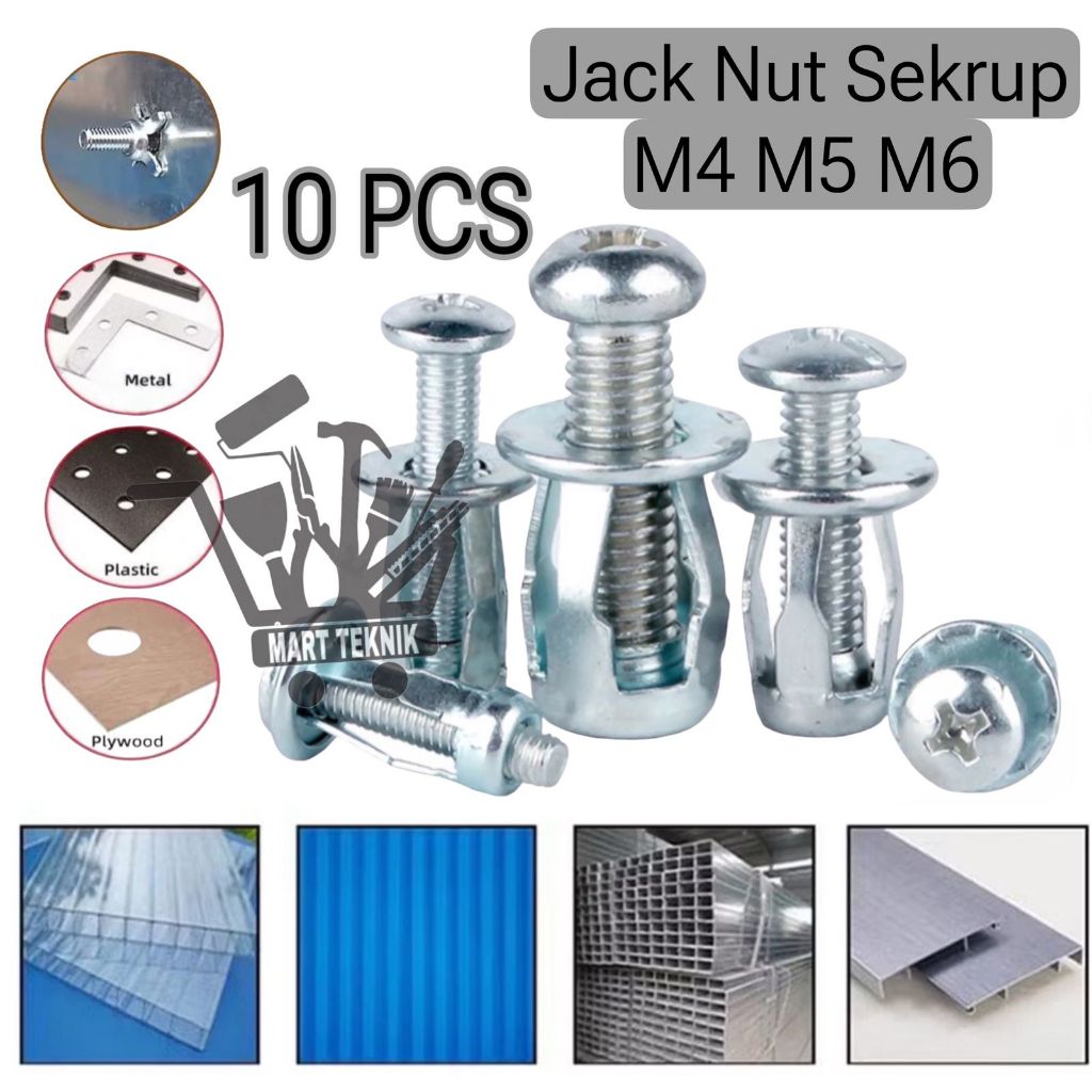 Jual 10 Pcs Sekrup Jack Nut / Rivet Plat Metal Sekrup M4 / M5 / M6 ...
