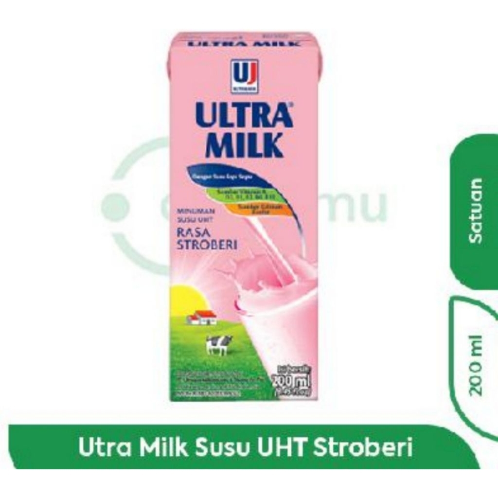 Jual ULTRA MILK UHT STROBERY 200ML | Shopee Indonesia
