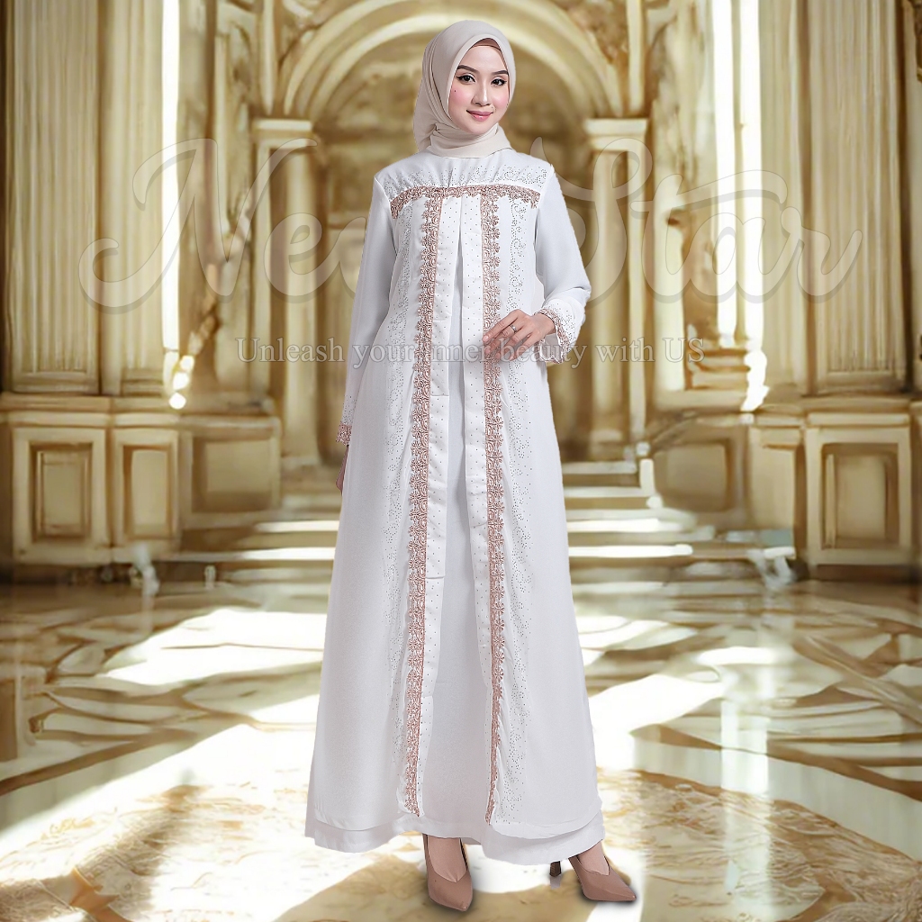 Jual NewStar - Gamis Lebaran 2025 Terbaru Gamis Putih Lebaran 2025 Baju ...