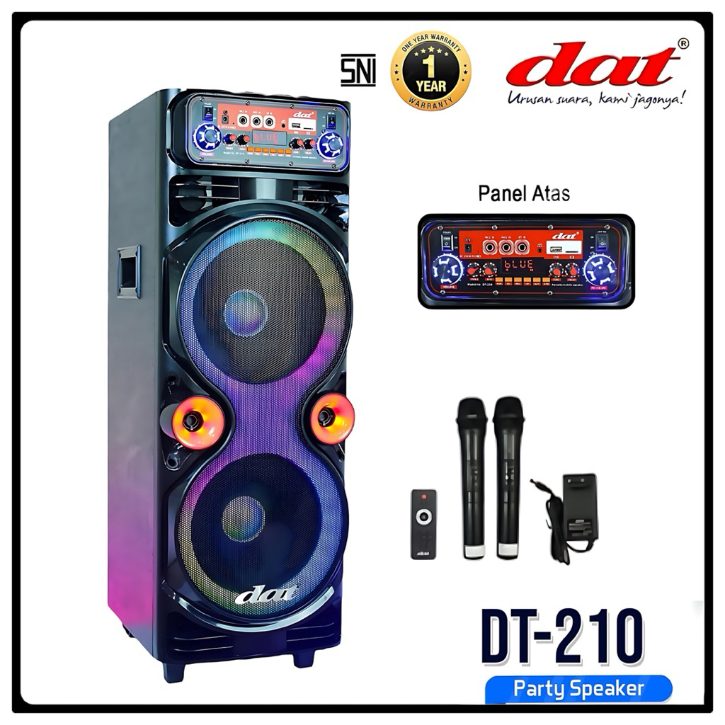Jual Speaker DAT DT-210 speaker bluetooth portabel 10”x2 speaker aktif ...