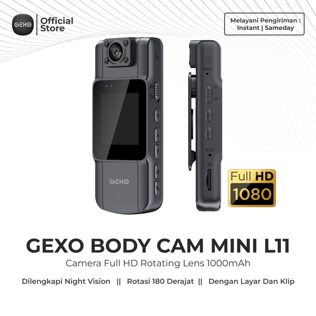 Jual Gexo Body Cam Mini Camera Full HD 1080P up To 2K Rotating Lens ...