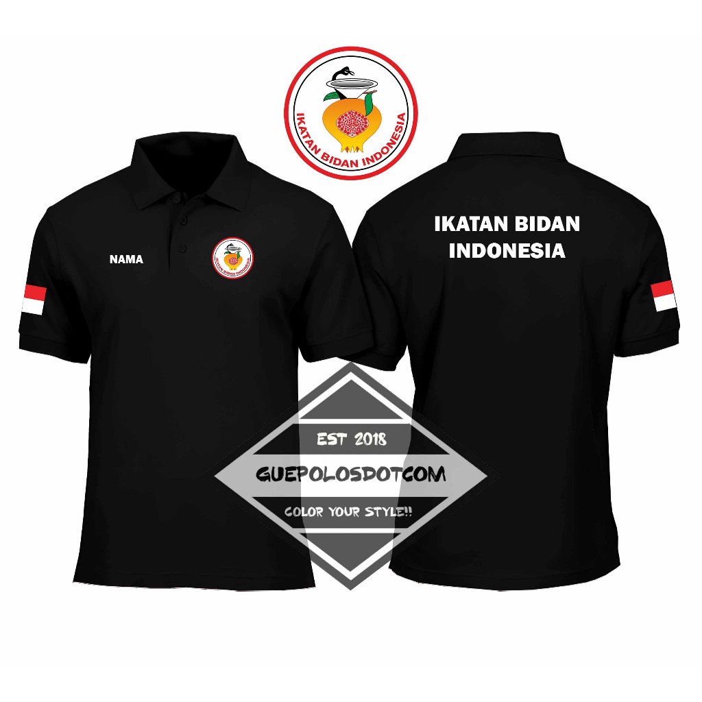 Jual POLOSHIRT BERKERAH IKATAN BIDAN INDONESIA FREE NAMA - Baju ...