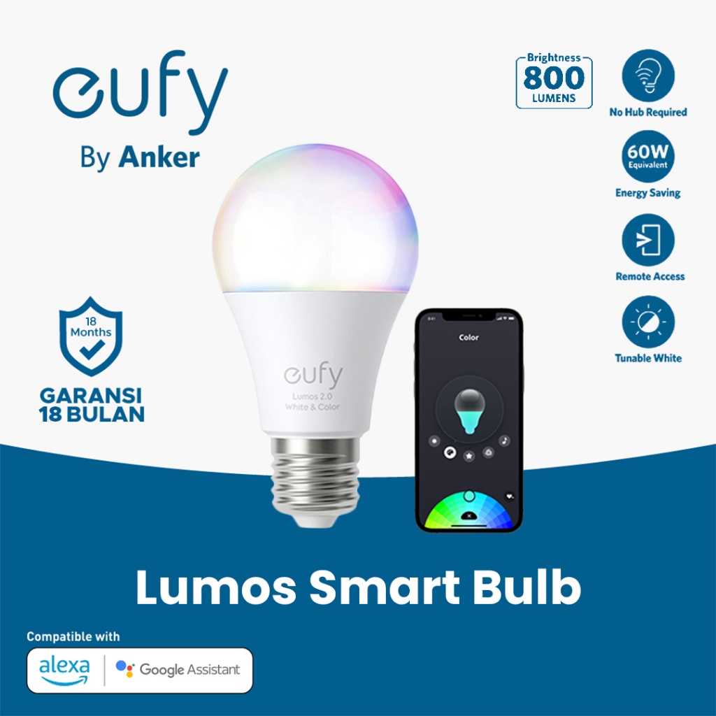 Jual Eufy Lumos Smart Bulb 2.0 Lite-White & Color White | Shopee Indonesia