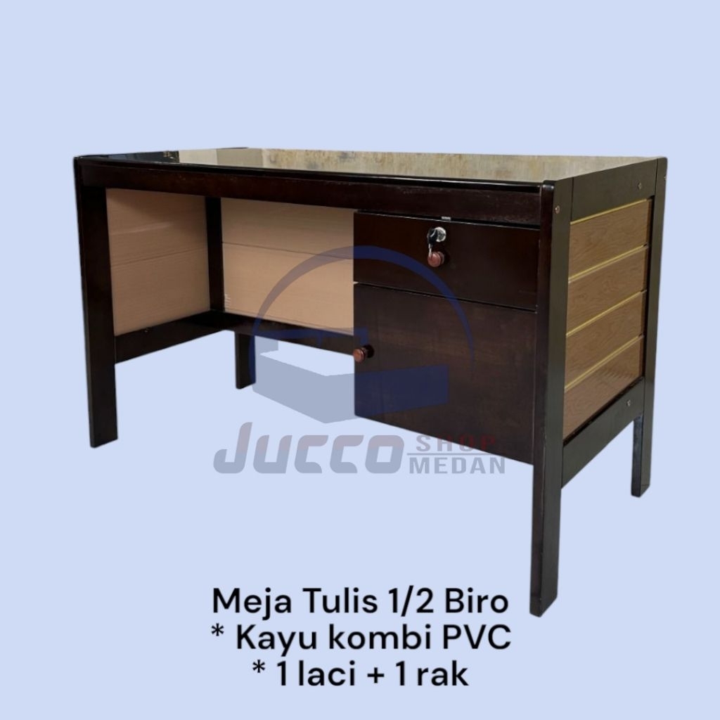 Jual [ JUCCO ] Meja Tulis 1/2 Biro Kayu PVC - Meja Kerja kayu 1 biro ...